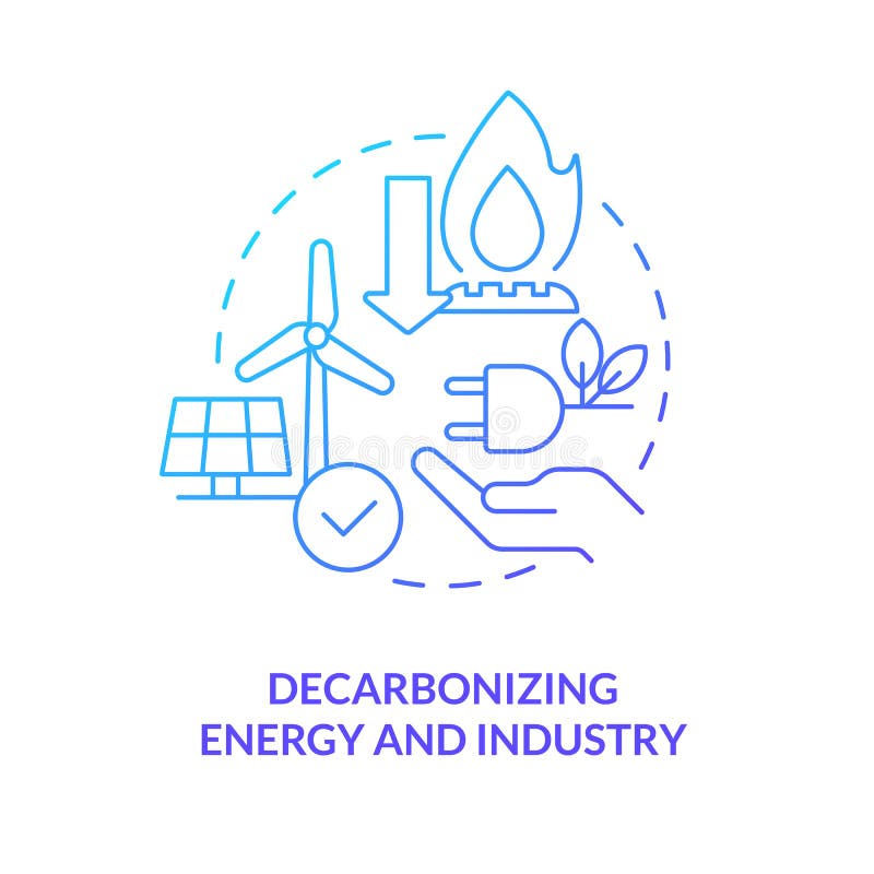 Decarbonizing Energy And Industry Blue Gradient Concept Icon Stock