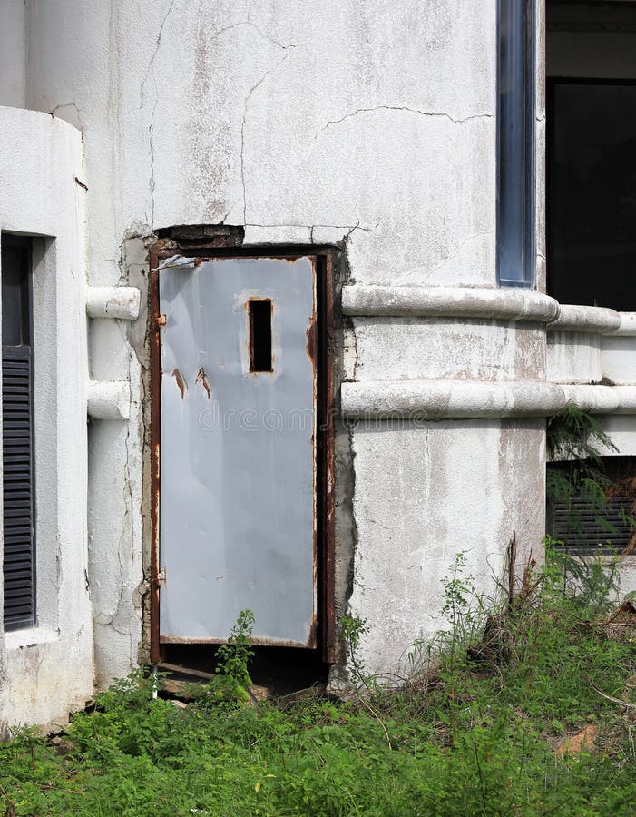 The Decay Metal Gray Back Door of Abandoned Building Stock Image ...
