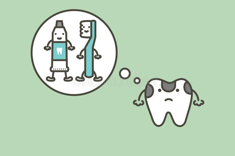 Decay Tooth Thinking of Toothbrush and Toothpaste, Teeth Caries Stock ...