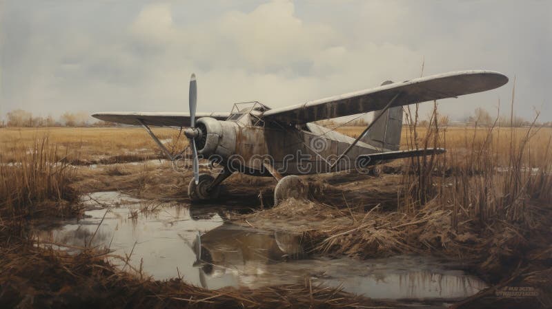 Decayed Airplane in Marsh: a Shwedoff-inspired Prairiecore Painting ...