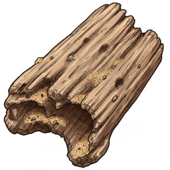 Decayed Brown Log with Holes and Sand Texture Stock Illustration ...