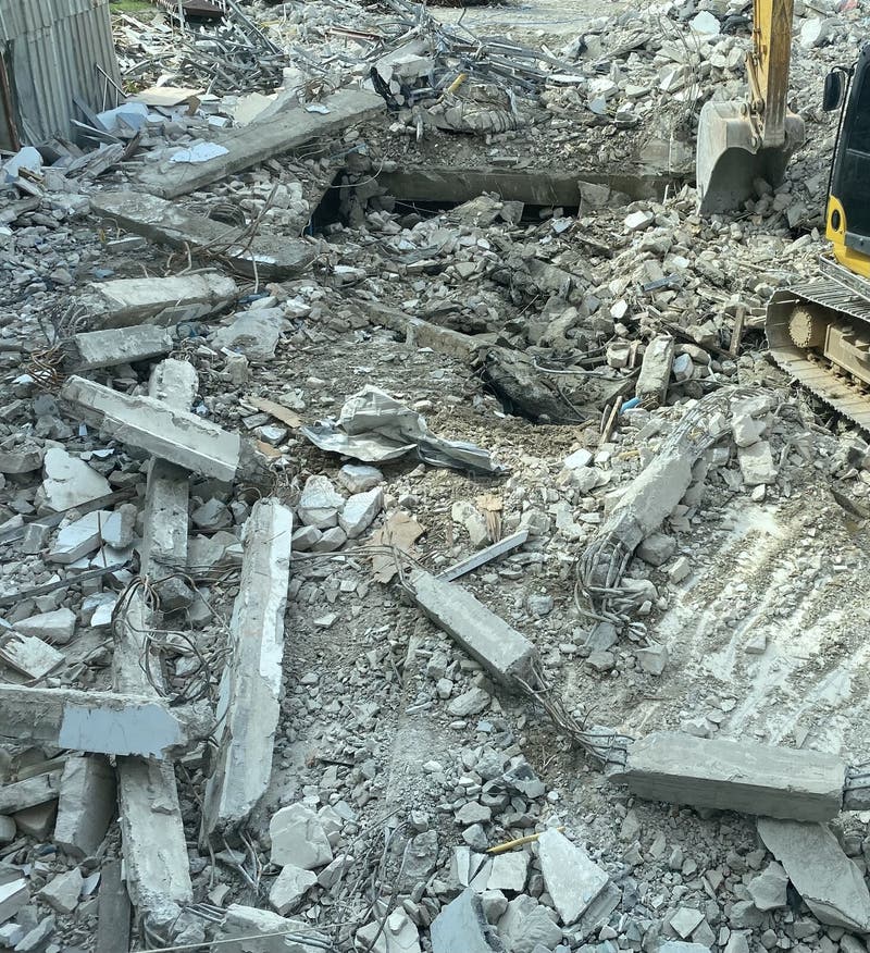 Decayed Concrete from a Collapsed Building Lots of Cement Debris Piled ...