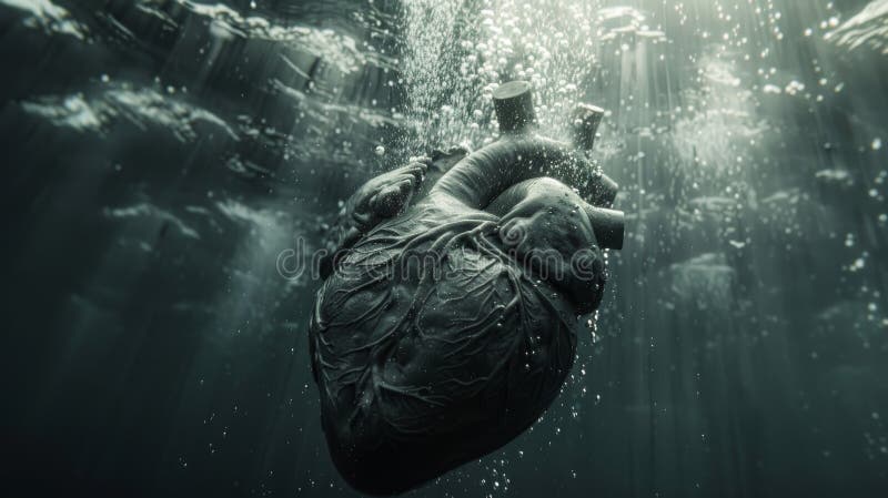 A Decayed Heart Sinking into Darkness a Haunting Image of Depth and ...