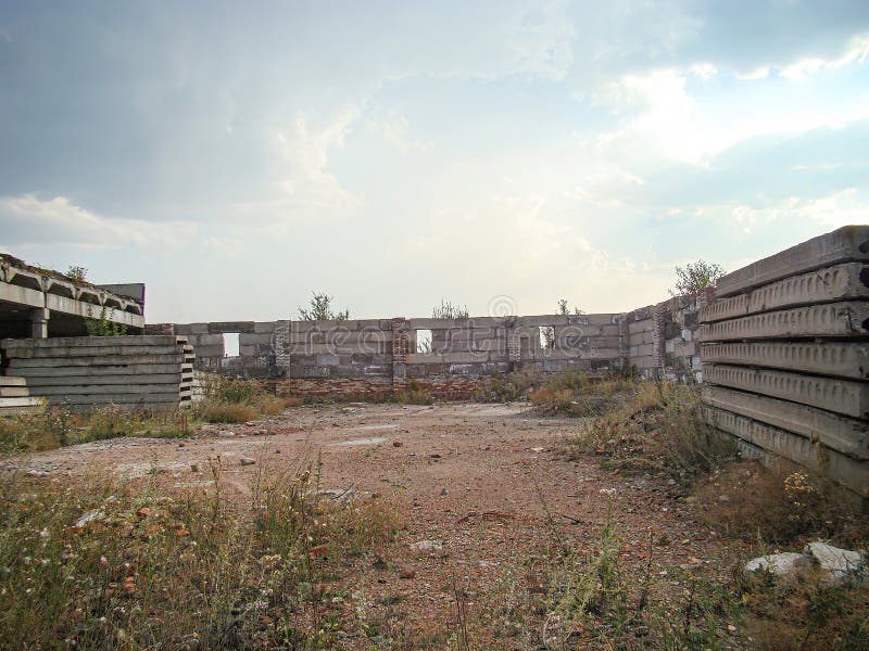 Decayed Industrial Building or Complex with Broken Windows, Missing ...
