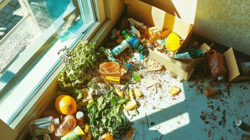 Decayed Leftovers by the Window Create a Toxic Scene, Concept of ...