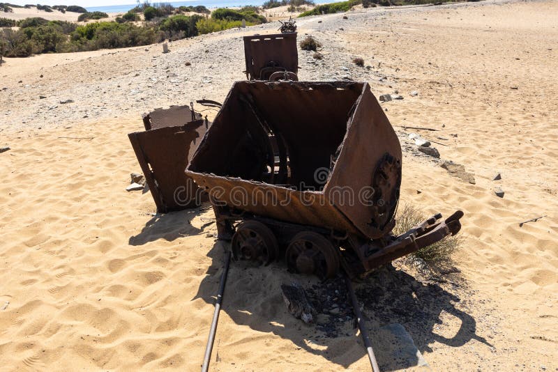Decayed Mining Carts on Sardinian Beach Stock Photo - Image of history ...