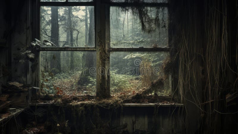 Decayed Room in the Woods: Layered and Atmospheric Landscapes Stock ...