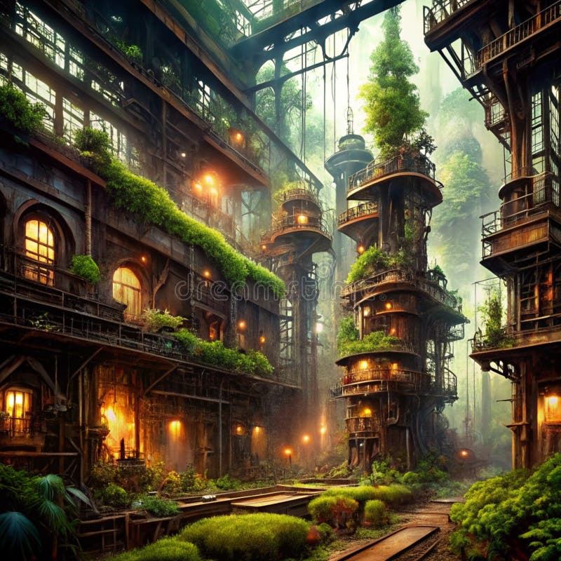 A Decayed Steampunk Factory, Abandoned for Centuries, Now Overtaken by ...