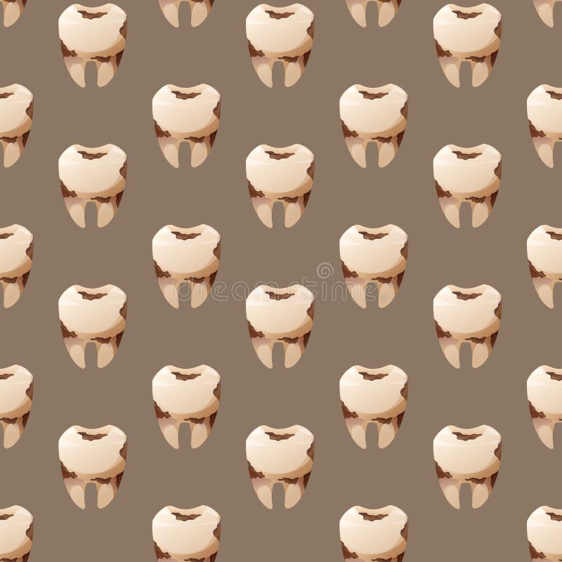 Decayed Tooth with Cavities and Plaque Buildup. Seamless Vector Cartoon ...