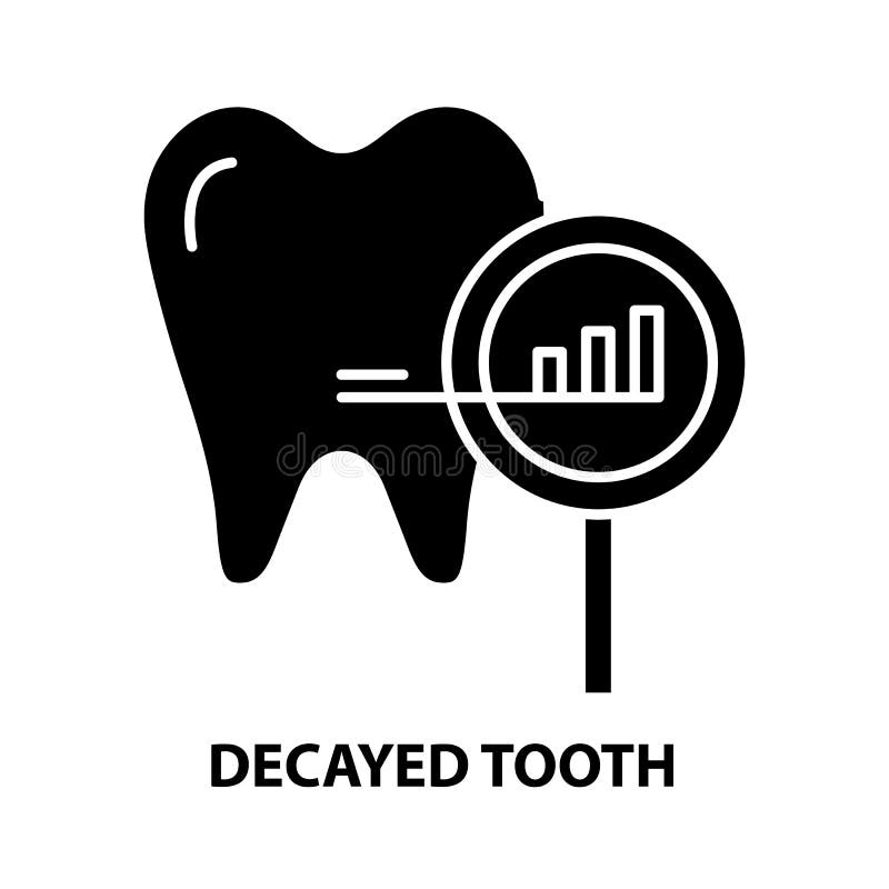 Tooth Decay Icon, Black Vector Sign with Editable Strokes, Concept ...