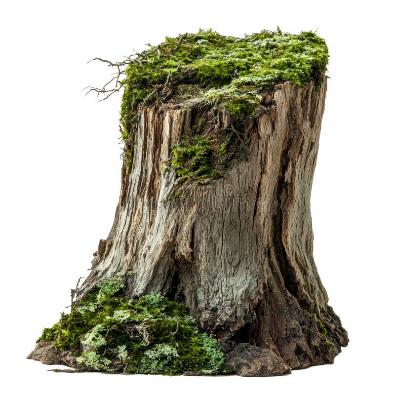 Decayed Tree Stump Moss Growing Isolated White Background Stock Photos ...