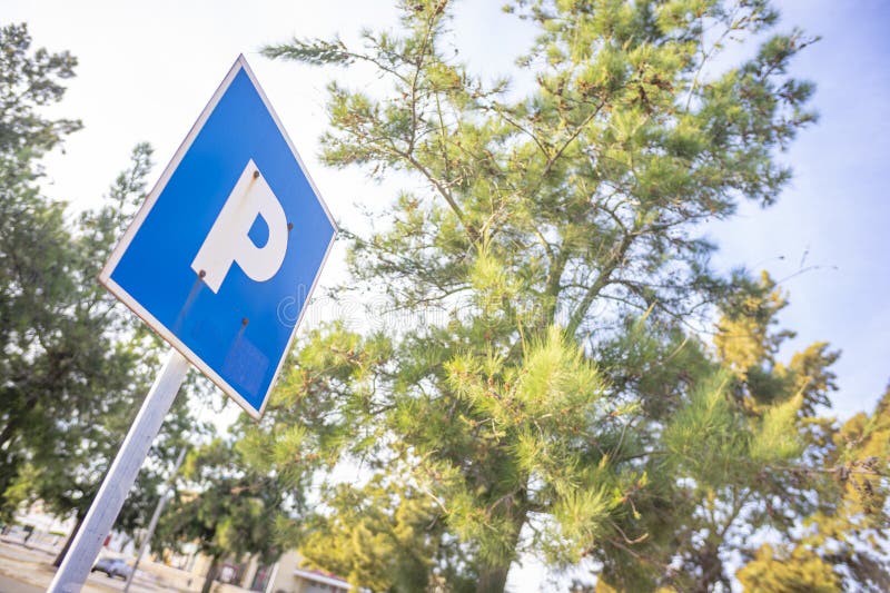 Decaying B.lue Square Informative Road Sign in Backlight with Flare ...