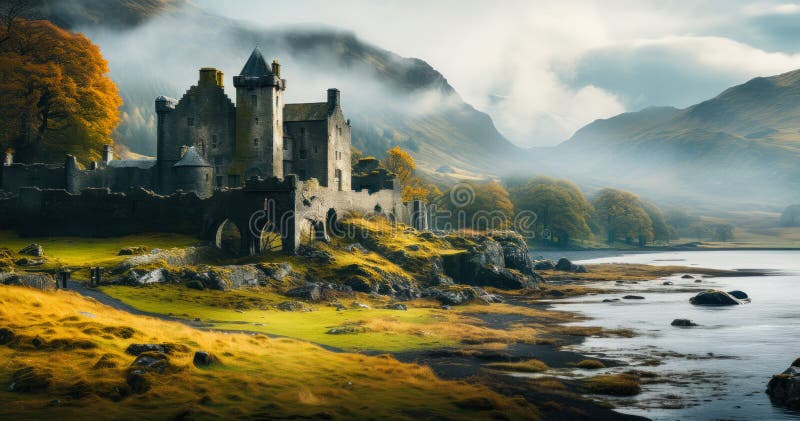 Decaying Castle in the Scottish Landscape a Journey into the Past Stock ...