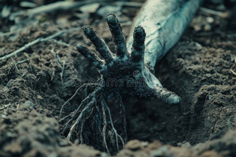 A Decaying Hand Reaching from the Earth Stock Illustration ...