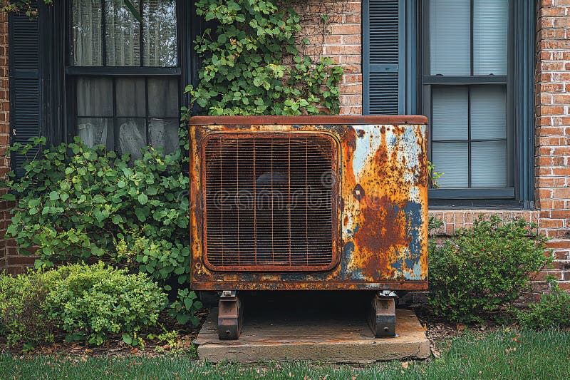 Decaying HVAC System on Building Exterior Stock Image - Image of urban ...