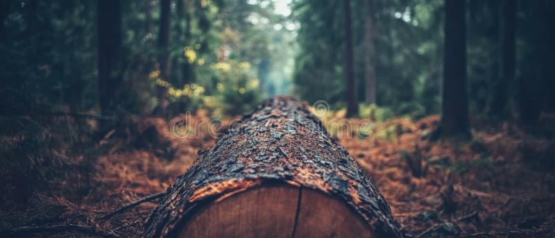 Decaying Log Amidst Dense Forest Showcasing Natures Cycle Stock Image ...