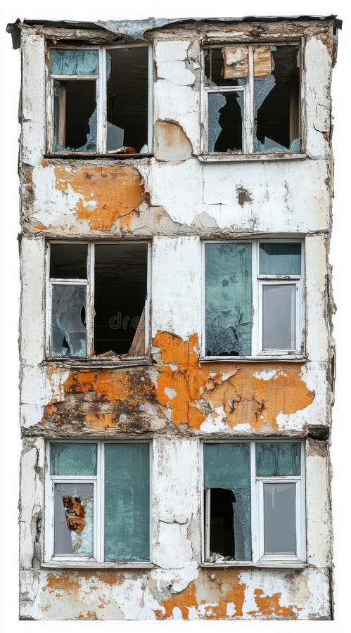 Decaying Multi Story Building with Broken Windows Stock Illustration ...