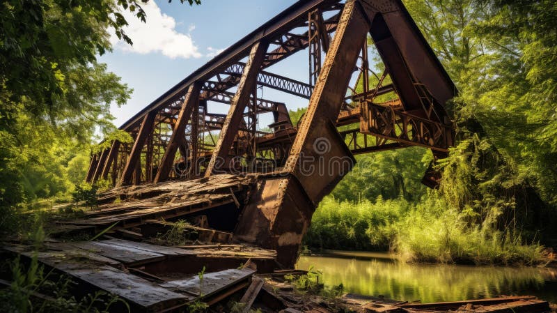 Decaying Railway Bridge Covered in Rust, Silent and Neglected Stock ...