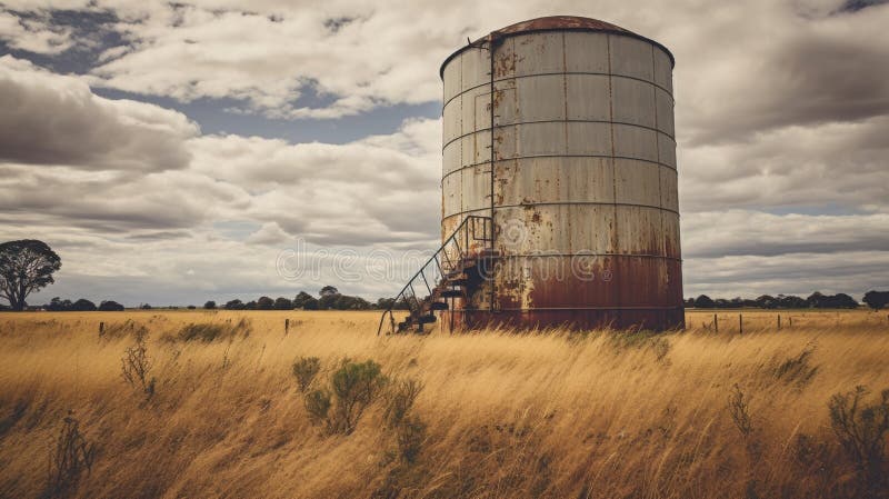 Decaying Silo Surrounded by Overgrown Grass, Echoes of Past Industry ...