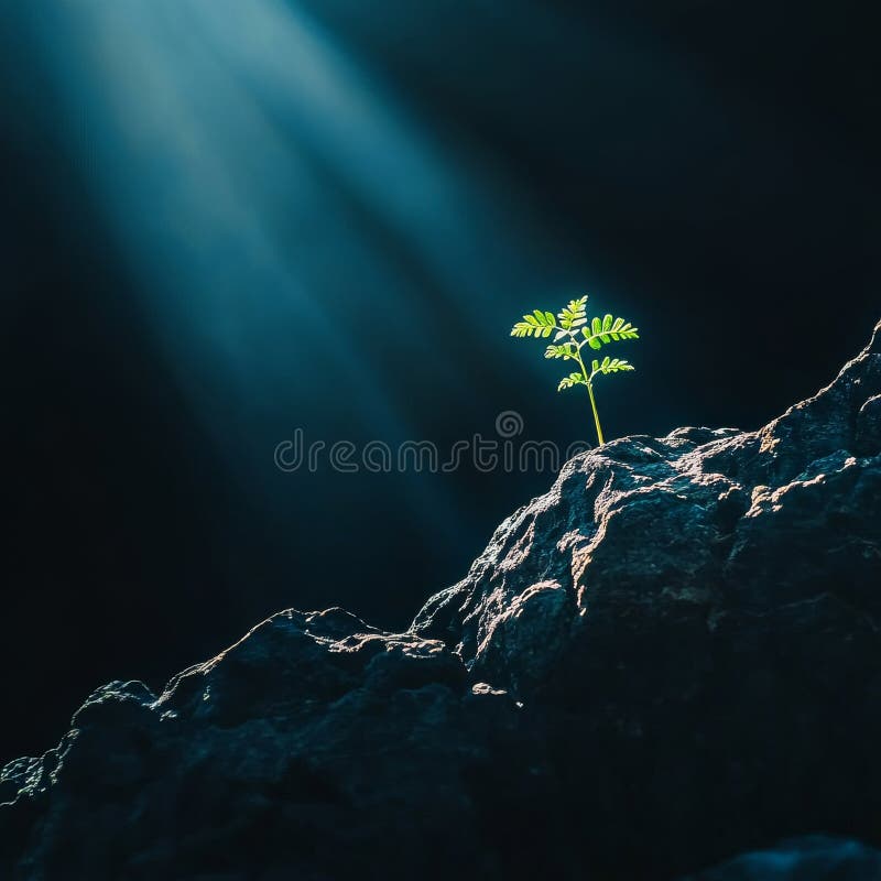 A Decaying Tree Stump Serves As the Origin of a Backlit, Emerging Fern ...