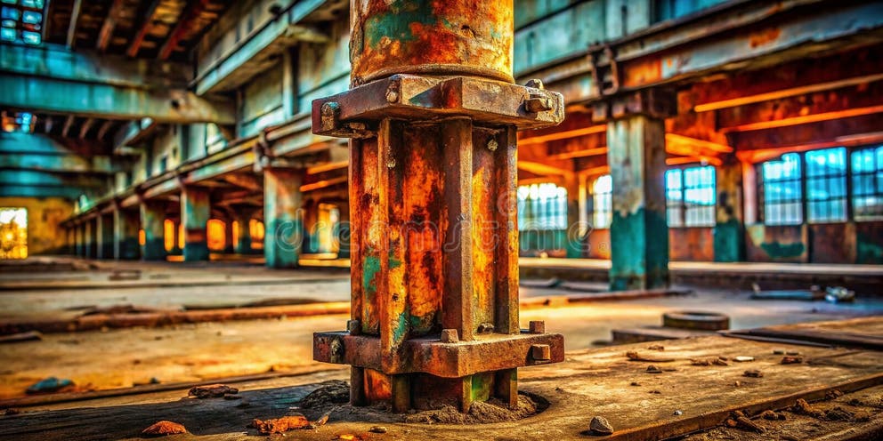 Decaying Urban Timber Pillar Supported by a Rusty Adjustable Post Base ...