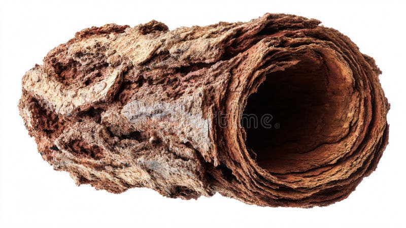 Decaying White Tree Bark Roll Isolated on White Background for Design ...