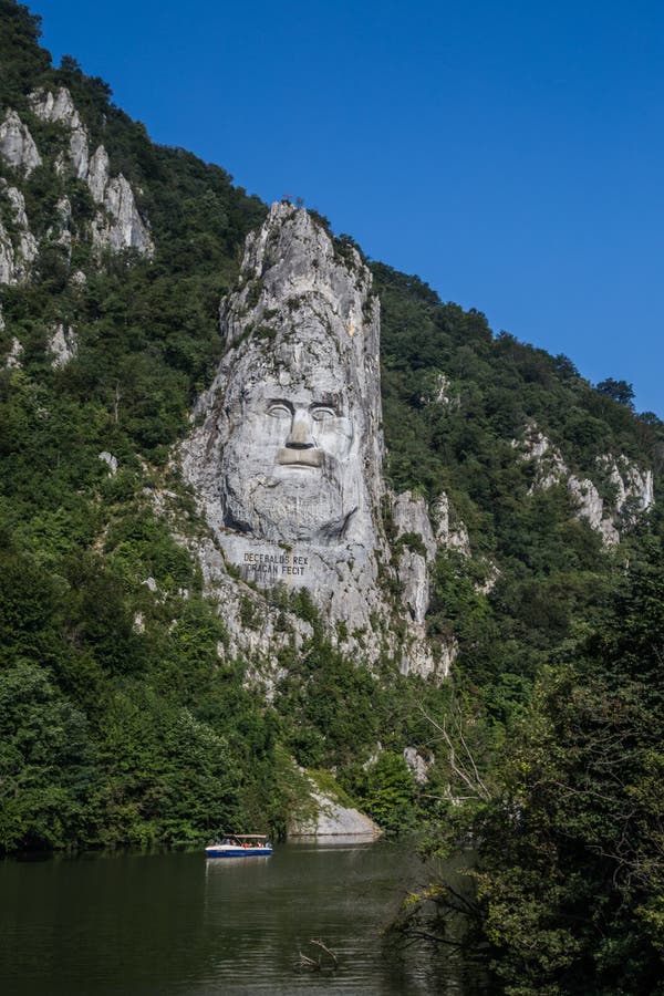 Decebal Statue, In The Cazane Gorge, Danube River, Romania Stock Image ...