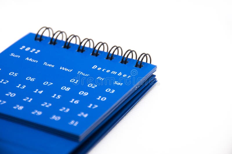 December 2022 Blue Desk Calendar on White Background with Customizable ...