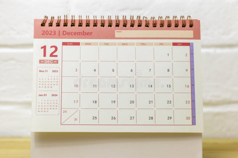 December Calendar 2024 on the Background of a Wooden Table.Planning for ...