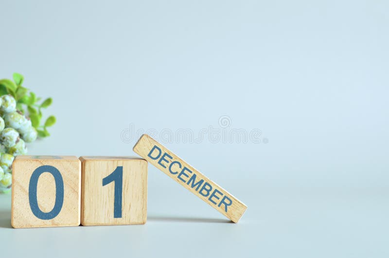 December 01, Calendar Cover Design with Number Cube with Green Fruit on ...