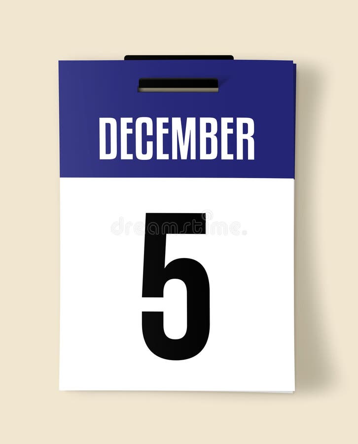 5 December Calendar Date, a Realistic Calendar Sheet Hanging on a Wall ...