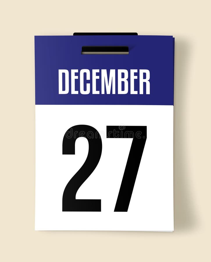 27 December Calendar Date, a Realistic Calendar Sheet Hanging on a Wall ...