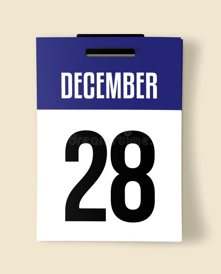 28 December Calendar Date, a Realistic Calendar Sheet Hanging on a Wall ...