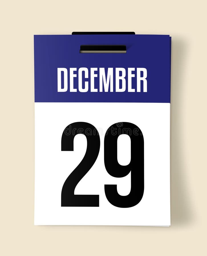 29 December Calendar Date, a Realistic Calendar Sheet Hanging on a Wall ...