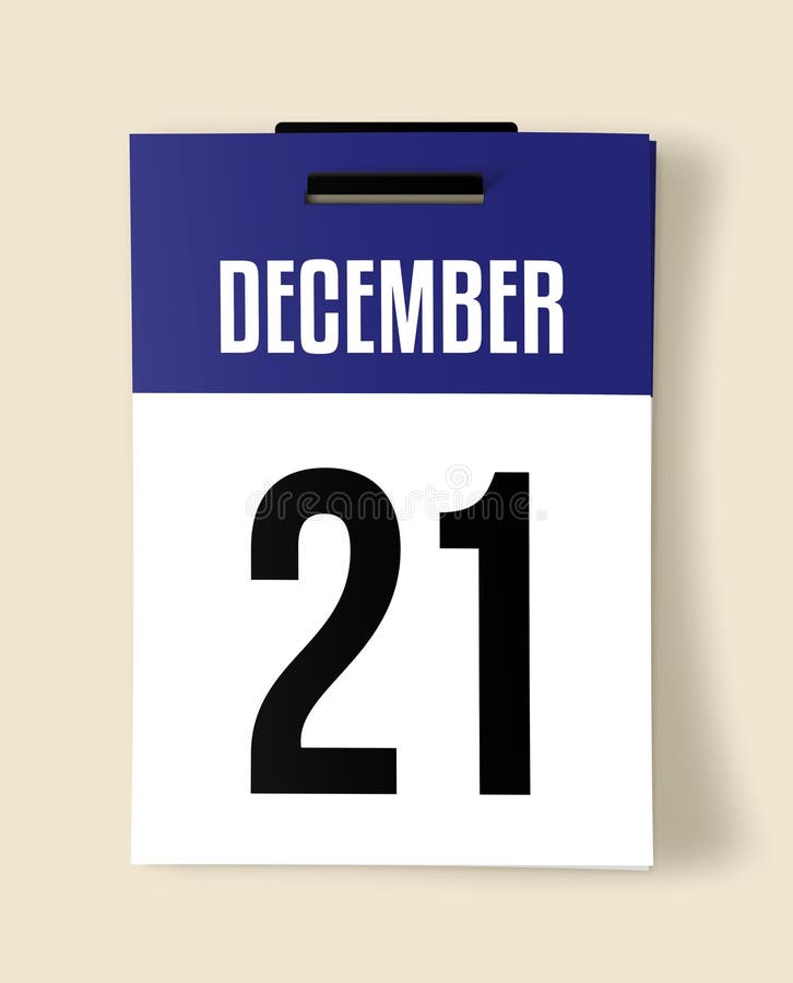 21 December Calendar Date, a Realistic Calendar Sheet Hanging on a Wall ...