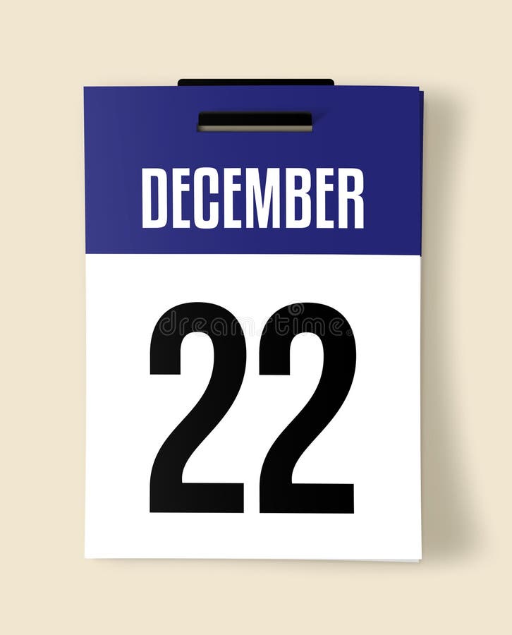 22 December Calendar Date, a Realistic Calendar Sheet Hanging on a Wall ...