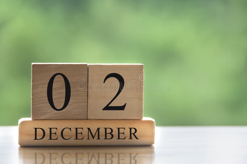 December 2 Calendar Date Text on Wooden Blocks with Copy Space for ...