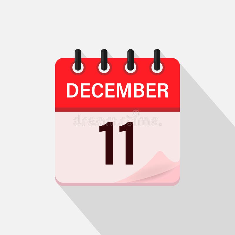 December 11, Calendar Icon with Shadow. Day, Month. Flat Vector ...