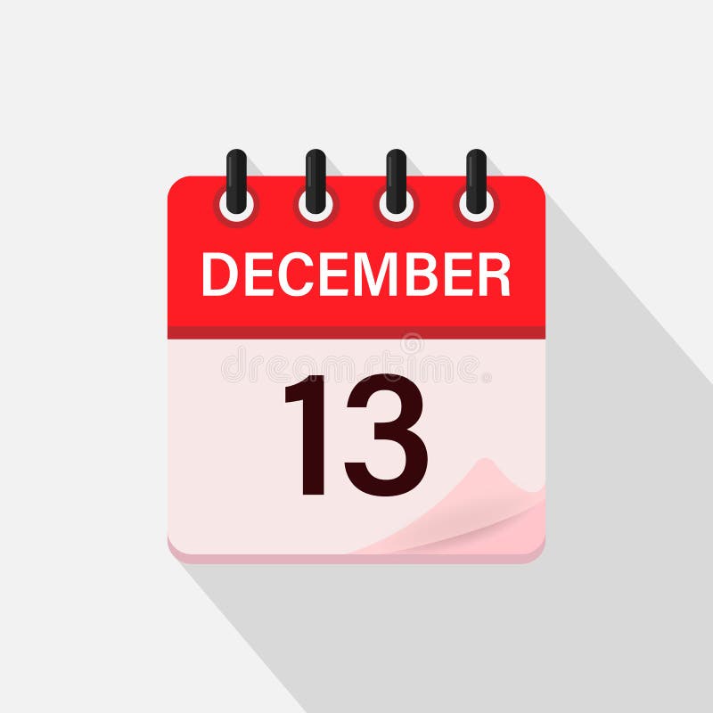 December 13, Calendar Icon with Shadow. Day, Month. Flat Vector ...
