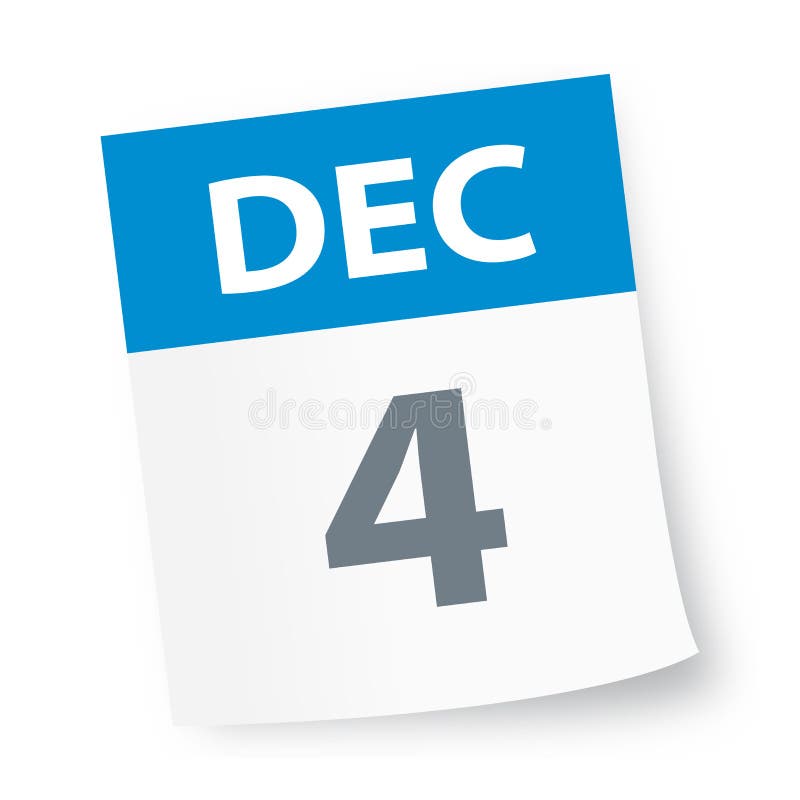 December 4 - Calendar Icon stock illustration. Illustration of white ...