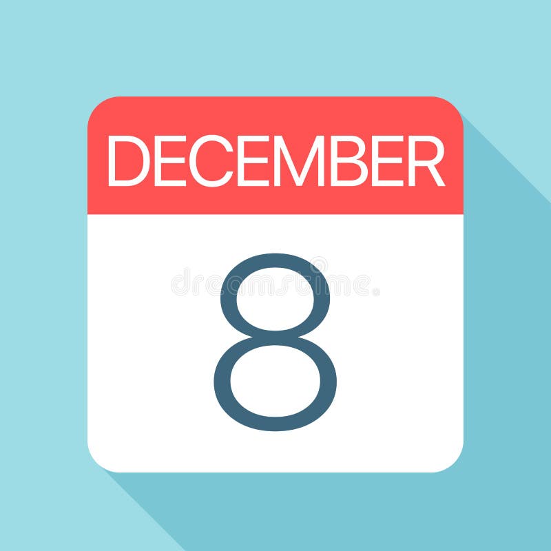 December 8 - Calendar Icon. Vector Illustration of One Day of Month ...