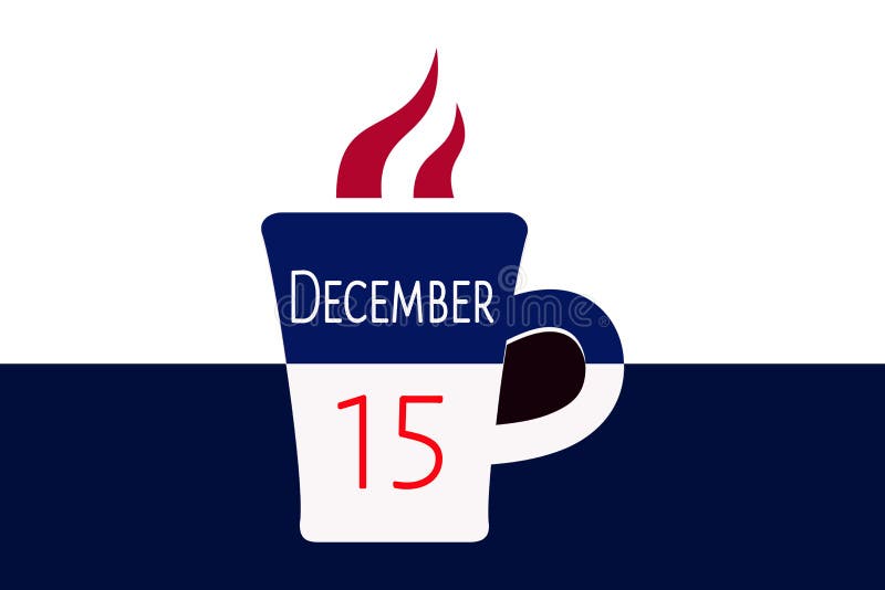 December 15. Image of December, Calendar on Blue and White Background ...