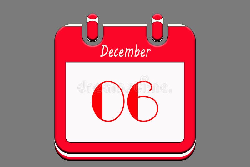 December 06 . Image of December, Calendar on Gray Background with Empty ...