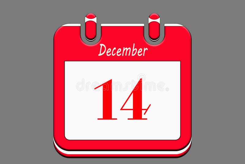 December 14 . Image of December, Calendar on Gray Background with Empty ...