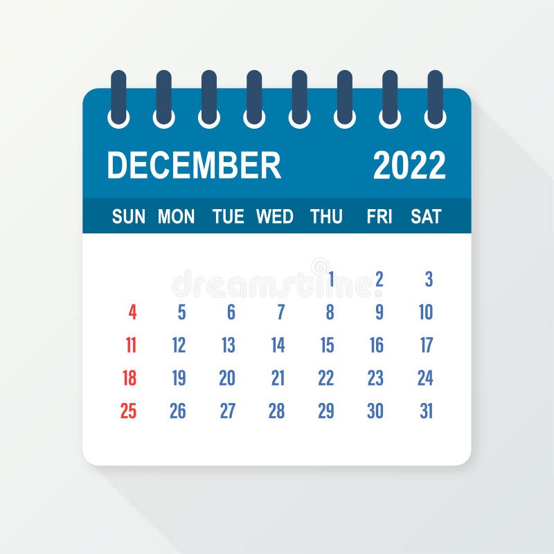 December 2022 Calendar Leaf. Calendar 2022 in Flat Style. A5 Size ...