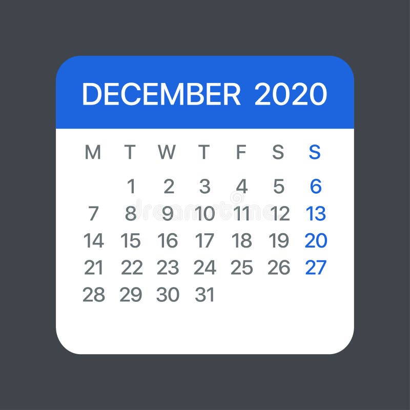 December 2020 Calendar Leaf - Vector Template Graphic Illustration ...