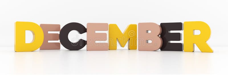 December 3d Gold Text Isolated on White, 3d Render Stock Illustration ...