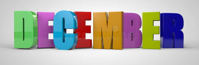 December Calendar Month Multicolor Text Banner, 3d Render Stock ...