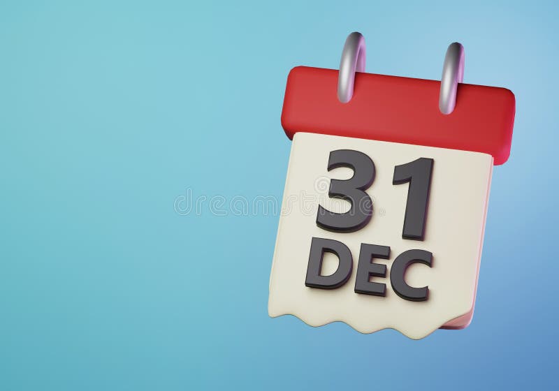December 31 on a Calendar with Rings, 3d Render Stock Illustration ...