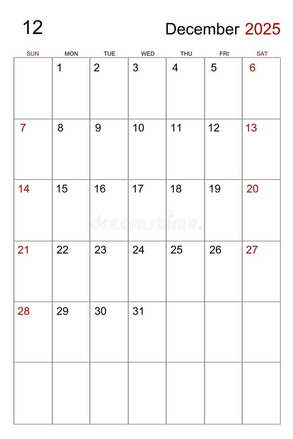 2,976 December 2025 Calendar Template Stock Photos - Free & Royalty ...